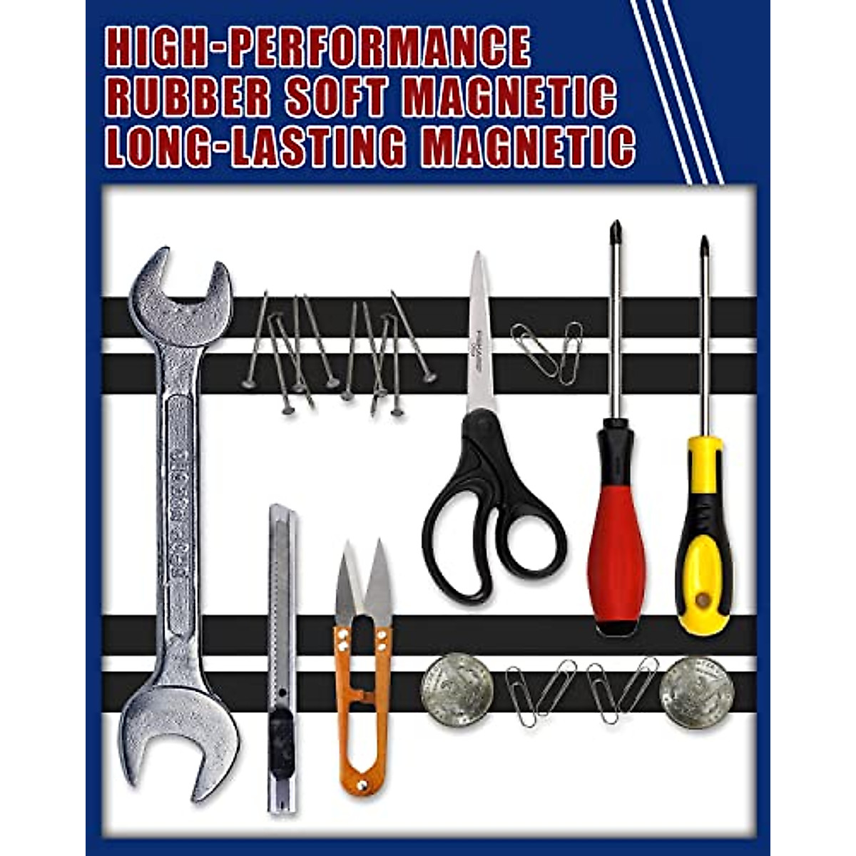 Magnetic Tape 2 Rolls 32ft Magnets with Strong Adhesive Backing Anisotropic Flexible Magnetic Strip(1rolls 16 feet x 1/2" Wide x 1/16" Thick)