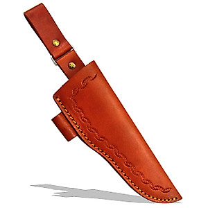 Hercules Knives Custom Leather Sheath Tooled Leather Sheath/Hunting Knife Sheath Universal Leather Knife Sheath Sheath Fit up to 8.0" Blade 100% Real Laether