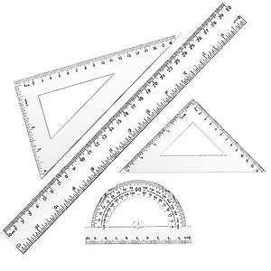 Thinp 4 Pieces Ruler Set Includes 12 Inch Straight Ruler Triangle Ruler and Protractor Math Geometry Tool Shatterproof Plastic Rulers Clear Ruler Measuring Tool for School Office Home Supplies