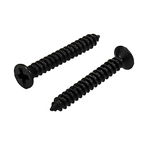 Xiaoyztan 200 Pcs M2.3x16mm Flat Head Cross Drive Pointed Wood Screws Black Oxide Coated Carbon Steel Self-Drilling Screws