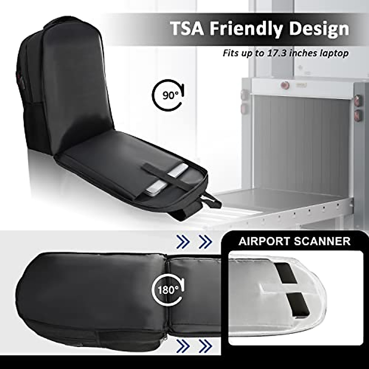 Large Travel Backpack, 40L TSA Flight Approved Travel Laptop Backpack for Men and Women, Anti Theft Water Resistant Business College Bag with USB Charging Port & Headphone Hole Fits 15.6 Inch Laptop