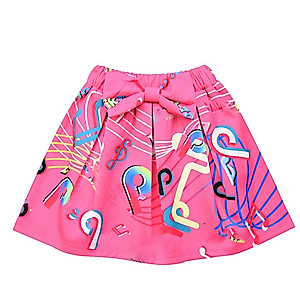 D.O.T 3pcs Tic Toc Girl Skirt Sets T Shirt Top + Bowknot Skirt with Bag Outfits (Rosy, 6-7Years)