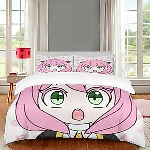 MAPH 3pcs S-PY Cartoon Family Duvet Cover,Twin Bedding Sets,Kawaii Bedding, Anime Comforter Bedspread Quilt Cover,Kawaii Beding Gifts for Teenage Boys Girls,2 Pillow Sham 60x80 Inch(Twin)