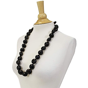 Aloha Outlet Hawaiian Black Kukui Nuts Lei Necklace 31.5in