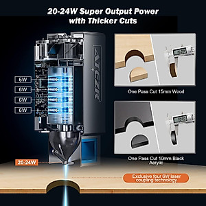 ATEZR P10 Combo 60W Laser Engraver with Air Assist& Rotary Roller, 17 * 17Inch Working Area, 10W Laser Power CNC Laser Engraver for PC/Mobile, Hypersonic Laser for Wood/Metal/Acrylic etc.