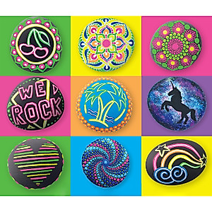 Hinkler The Complete Neon Rock Art Kit - DIY Rock Painting for Kids - Rocks, Brushes, Paint, Stencils Included - 19 Easy-to-Follow Projects - Arts and Craft for Kids Aged 8 to 12