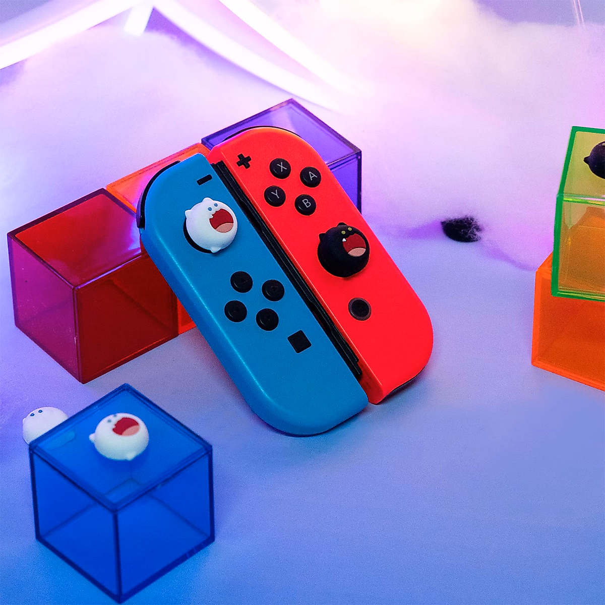 GeekShare Cute Silicone Joycon Thumb Grip Caps, Joystick Cover Compatible with Nintendo Switch/OLED/Switch Lite,4PCS - BOBO Cat