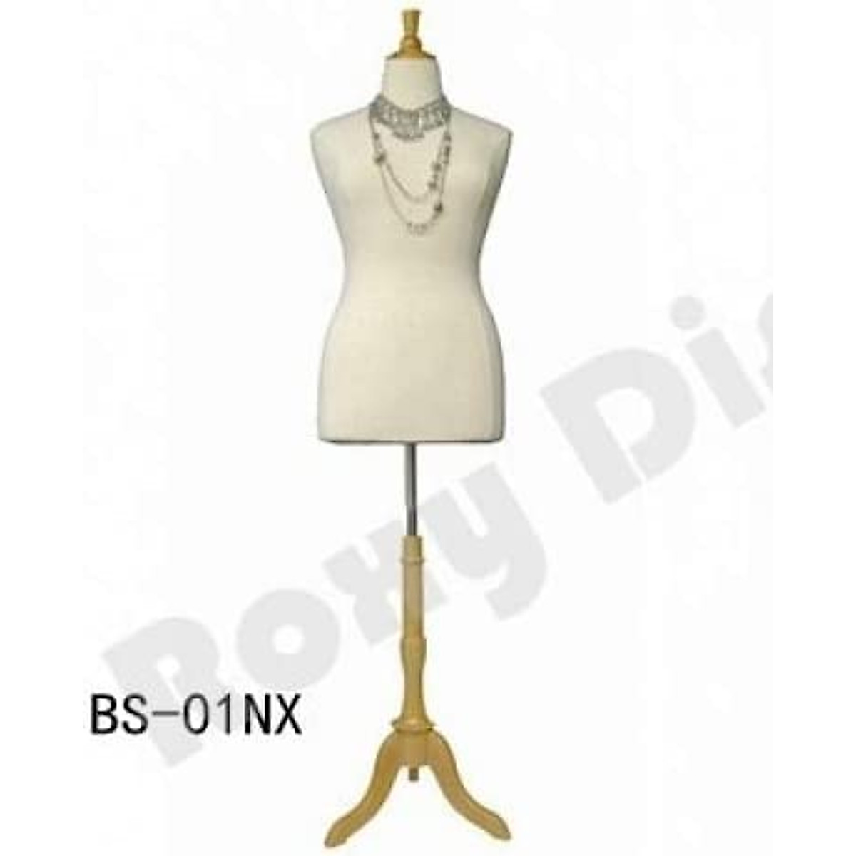 (JF-F14/16W+BS-01NX) Size 14-16 White Female Dress Form Mannequin Plus Size 42" 32" 44" with Wooden Base & Cap (BS-01, White)