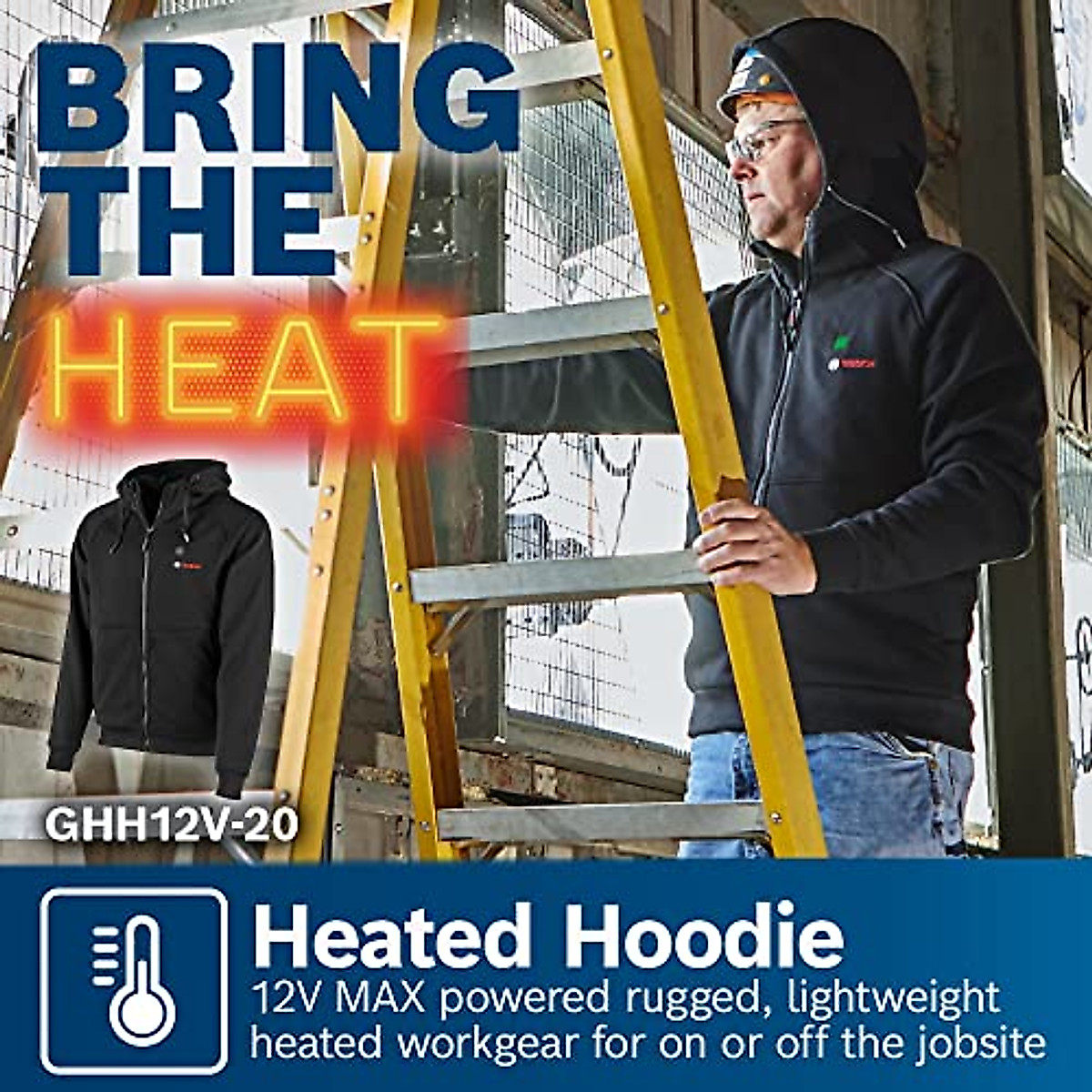 BOSCH GHH12V-20MN12 12V Max Heated Hoodie Kit with Portable Power Adapter - Size Medium