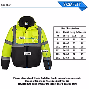 SKSAFETY High Visibility Reflective Jackets for Men, Waterproof Class 3 Safety Jacket with Pockets, Hi Vis Yellow Coats with Black Bottom, Mens Work Construction Coats for Cold Weather, 2XL, 1 Pack