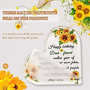 Best Friend Birthday Gifts for Women Friendship, Sunflower Gifts for Women Friends, Happy Birthday Gifts for Men Him Her, Funny Gifts for Women Birthday Unique, Sunflower Decor Acrylic Heart Plaque
