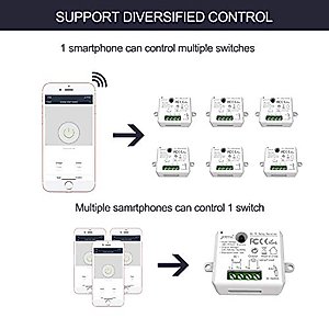 LoraTap Mini Smart WiFi Switch Wireless Remote Control Timer Switch Relay Module, Voice Control by Alexa, Google Home and Phone App, No Hub Required, 10A/1100W, 100-250VAC, White