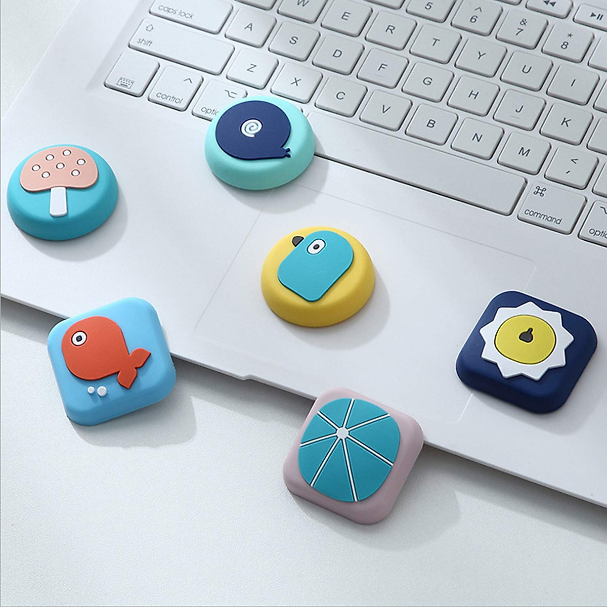 Door Stopper Wall Protector - [6 Pack] 1.8" Quiet, Shock Soft Rubber, Wall Protectors with Self Adhesive 3M Sticker for Protecting Wall, Doorknobs, Refrigerator Door, Cabinets from Damage(Cartoons)