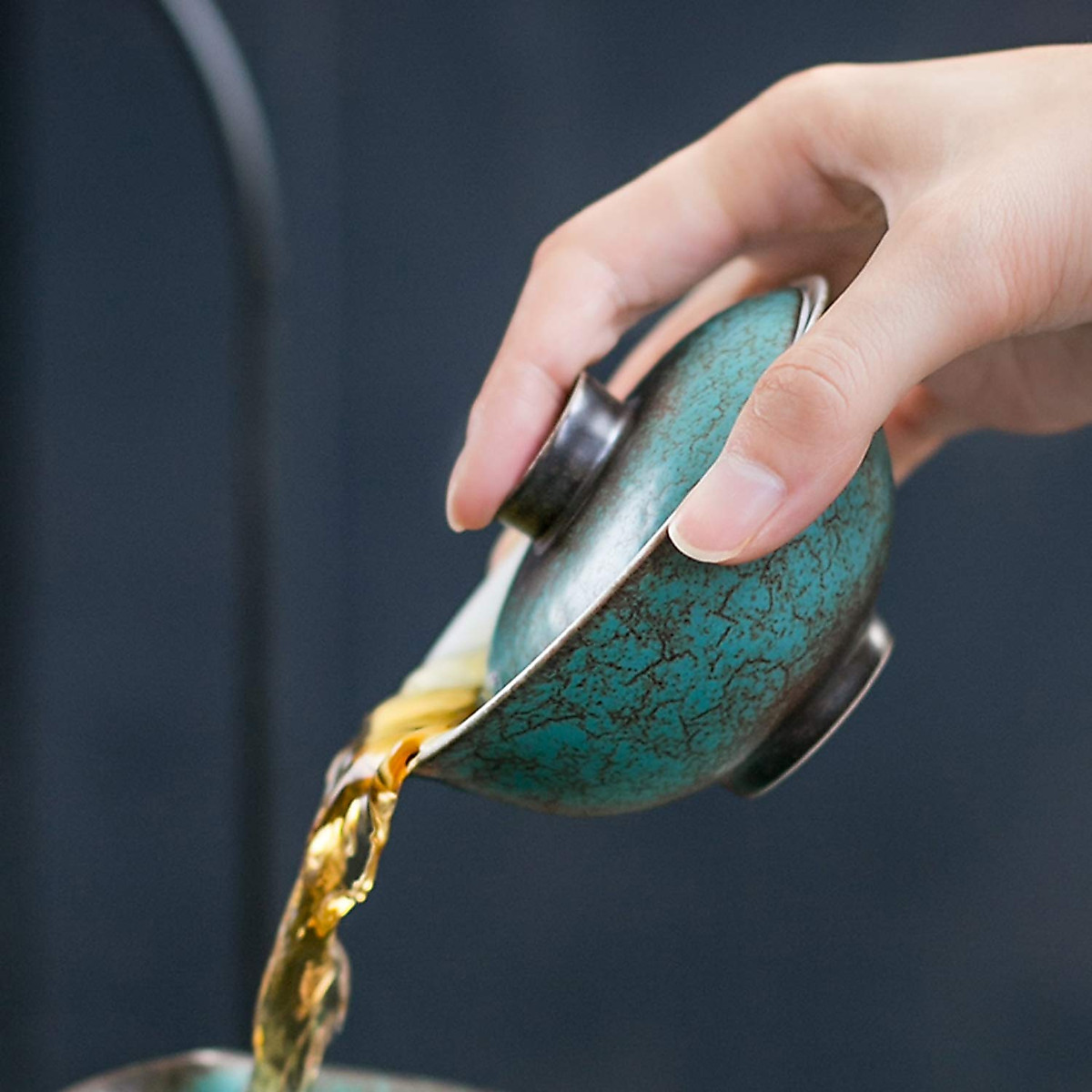 DehuaYao Chinese Traditional Green Porcelain Gaiwan ceramic Tea Cup（Tea Cup Comprised of Cup, Saucer and Lid ）