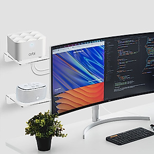 TXEsign Mesh WiFi Router Shelf, Acrylic Small Wall Shelf for Orbi Mesh WiFi Router, Google Nest WiFi, Speaker, Clock, Monitor Action Figure (6.69X5.51 Inch) (5.51X6.69 Inch)