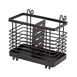 heylad Utensil Holder for Kitchen Counter- 8.1" x 4.2" x6.9" Large Utensils Holder For Farmhouse Cooking, Utensil Caddy Spatula Holder (2 Compartments )