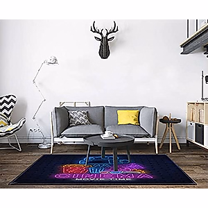 Home Area Runner Rug Pad Glowing neon Sign for Cinema for Banner Poster Thickened Non Slip Mats Doormat Entry Rug Floor Carpet for Living Room Indoor Outdoor Throw Rugs
