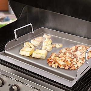 Griddle for Gas Grill, Metal Flat Top Griddle Insert for Outdoor Gas Grill, 25" x16" Cooking Skillet Plate Pan Teppanyaki for Charcoal/Electric Grills Fits Camping Outdoor Tailgating Parties Grilling