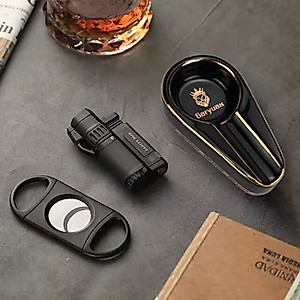 Cigar Ashtray Patio Single Ceramic Outdoor Ash Tray Cigars Portable Travel Porcelain Cigar Ashtrays Suitable for Gift Living Room Office Decoration (Black01)