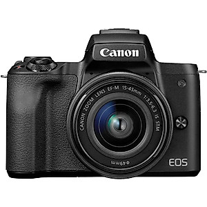 Canon EOS M50 Mirrorless Camera Kit w/EF-M15-45mm and 4K Video (Black) (Renewed)
