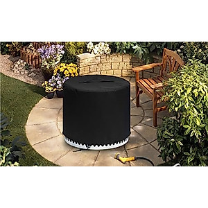 MAVINCHER Fire Pit Cover for Solo Stove Bonfire 2.0, Waterproof Outdoor Firepits Cover for Propane Fire Pits, 600D Heavy Duty Patio Round Fire Pit Cover for Gas Fire Bowl Fits, Black, 20" D x 14.5" H