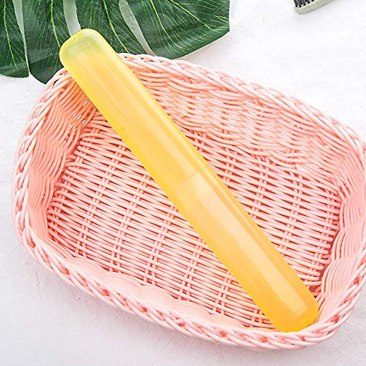 Mggsndi Portable Dustproof Toothbrush Holder Case Plastic Storage Box Bathroom Accessories Holder Set for Family and Business Travel and Daily Use at School and Outdoor Pink