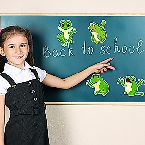48 Pieces Funky Frogs Cut-Outs Cute Frog Accent Bulletin Board Cut-Outs Spring Bulletin Board School Classroom Cutouts Summer Fall Theme Party Cool Jumping Frogs Cutouts with Glue Point Dots