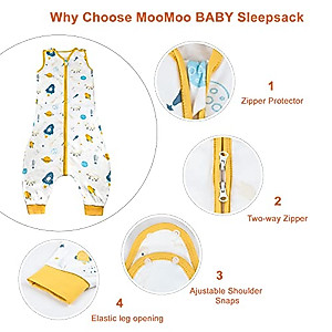 MooMoo Baby Sleep Sack with Feet Summer Toddler Wearable Blanket with 2-Way Zipper Sleeveless Baby Cotton Sleeping Sack with Legs 6M-5T