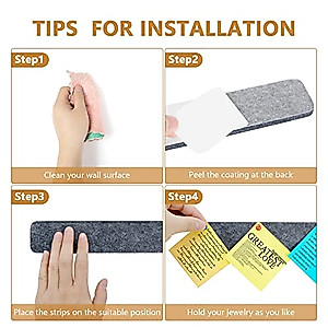 8 Packs Felt Pin Board Bar Strips Bulletin Board for Bedrooms Offices Home Wall Decoration, Notice Board Self Adhesive Cork Board with 50 Push Pins for Paste Notes, Photos, Schedules