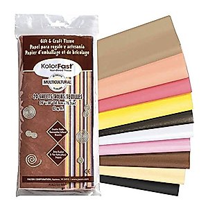 Pacon® PAC58590 KolorFast® Tissue Assortment, 20" x 30", Multicultural Colors, 20 Sheets