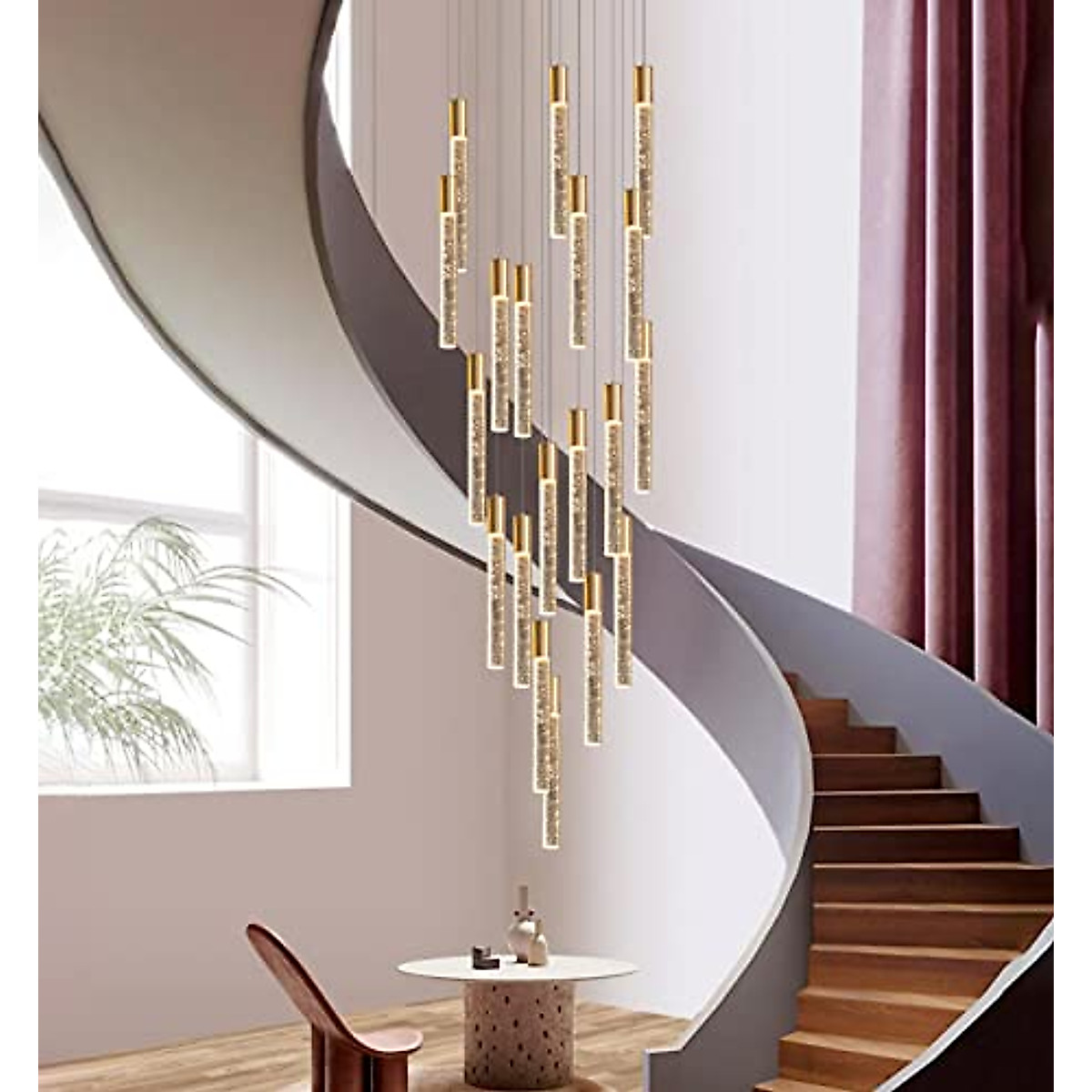 H118 18-Light Modern Chandelier LED Dimmable Light Crystal Pendant Lights Fixtures Crystal Chandeliers Flush Mounted Ceiling Light Raindrop Crystal Bubble Lights Living Room Remote Foyer Lights