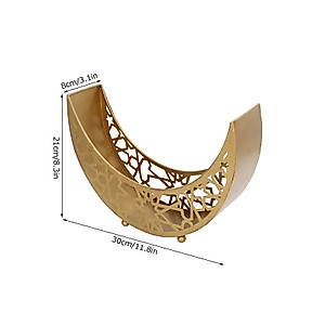 Ramadan Tray Moon Shape Large Capacity 11.8x8.3x3.1in Decorative Iron Serving Tray for Islam Muslim Eid Holiday for Muslim Party Festival Table Decor