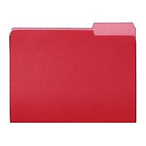 Amazon Basics File Folders, Letter Size, 1/3 Cut Tab, Red, 36-Pack