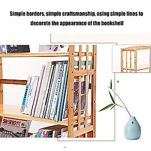 HTLLT Storage Shelf Floating Shelf Bamboo Book Shelf Storage Shelf, Height Adjustable, Kitchen Independent Storage Shelf Plant Shelf,4-Tier,4-Tier