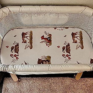 Gllquen Baby Bassinet Sheets 4 Pack, Breathable Cozy Fitted Mattress Sheet, Elastic Travel Crib Fashionable Floral Pattern, Standard Cradle Safe Sheets for Baby Boy Girls 32"X16" (Bear)