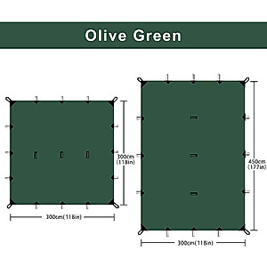 KALINCO Waterproof Camping Tarp Tent Hammock Rain Fly, 10X10FT/10X15FT, Mutifunctional Tent Footprint Lightweight Tarp for Camping, Hiking and Survival Shelter