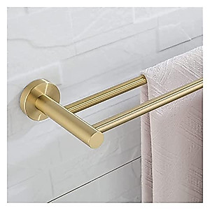 Towel BAR Rack Wall Mounted Towel Rack Towel Holder Rails Stainless Steel Material Towel Rack Brushed Gold Towel Bar Bathroom Hanger Towel Rack Toilet Wall-Mounted Shelf Double Rod (Color : 1 Pcs)