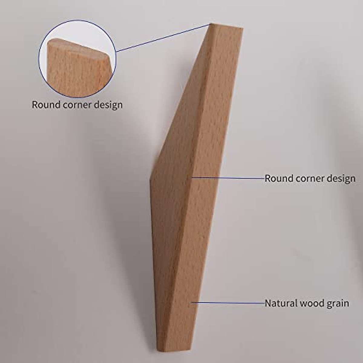 FDHUIJIA Wood Wall Hooks, 6Pack Coat Hooks Wall Mounted | Rustic Wooden Hooks Heavy Duty Robe Hook Hat Rack (Beech)