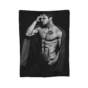 Jensen Ackles Soft and Comfortable Warm Fleece Throw Blankets Yoga Blankets Beach Blanket Picnic Blankets for Sofa Bed Camping Travel … (60"x50")