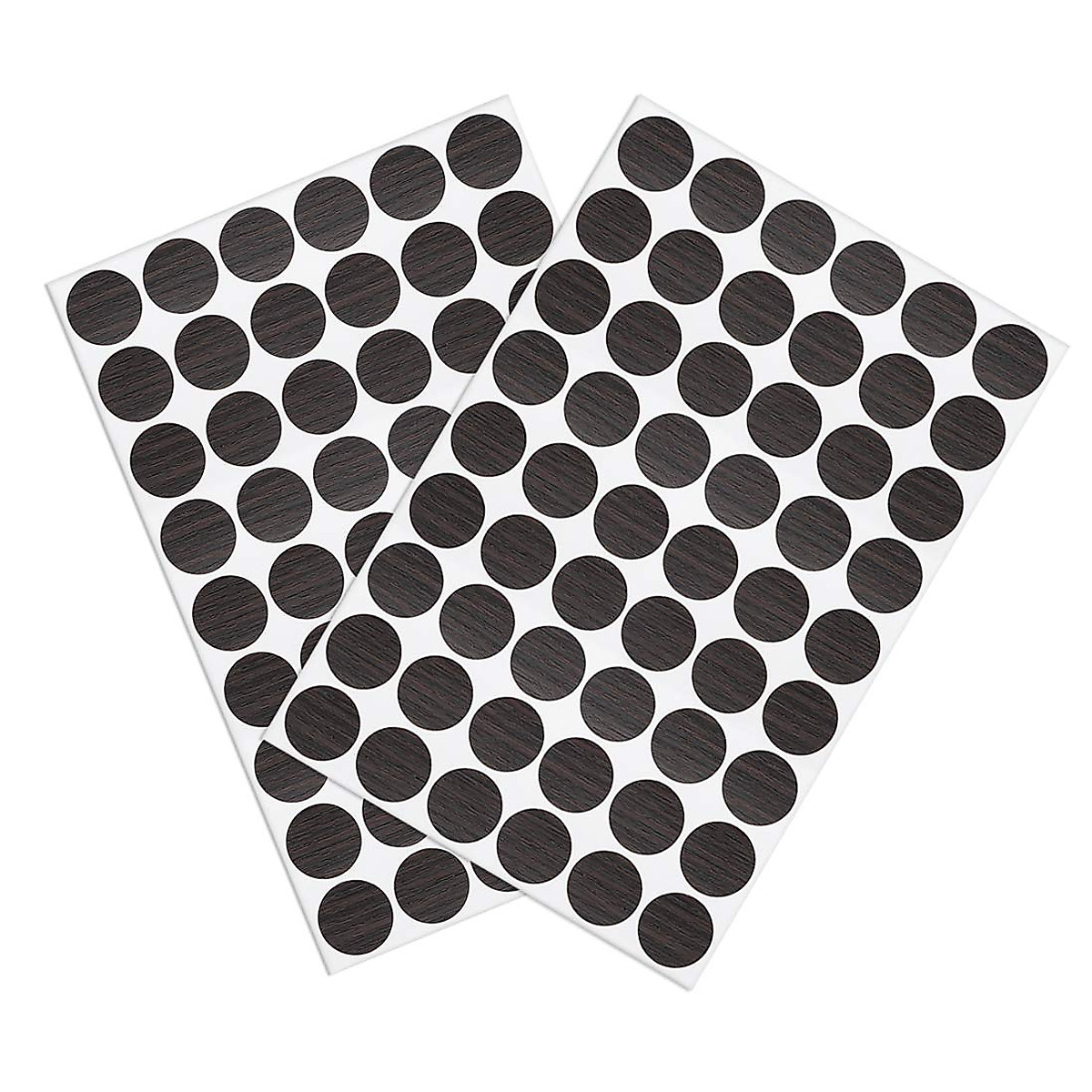 uxcell Screw Hole Covers Stickers Textured Plastic Self Adhesive Stickers for Wood Furniture Cabinet Shelve Plate 21mm Dia 108pcs in 2Sheet Dark Coffee with Grain