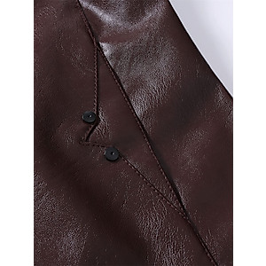 Maiyifu-GJ Men's Stand Collar Faux Leather Jacket Casual Fleece Lined Motorcycle Jackets Lightweight Vintage Outwear Coat (Red,3X-Large)