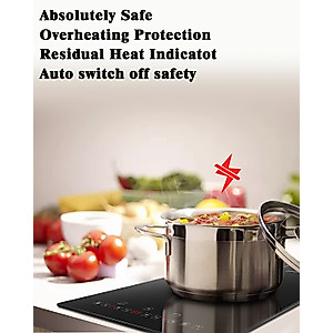 Karinear 12 Inch Induction Cooktop 2 Burner Drop In Electric Cooktop, Induction Stove Top Ceramic Glass with Booster, Child Lock, Timer, Pause function, 220-240V, 3500W, Hard Wire(No Plug)