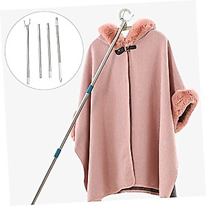 CIYODO Bathroom Must Haves 4pcs Stitching Clothes Rail Outdoor Hooks for Hanging Curtain Hooks for Drapes Retractil De Clothesline Prop Garment Reacher Clothes Reach Tool Closet Hook Pole
