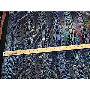 New Creations Fabric & Foam Inc, 60" Wide Iridescent Snake Skin Print On A Nylon 2 Way Stretch Spandex Fabric by The Yard. (Black on Black)