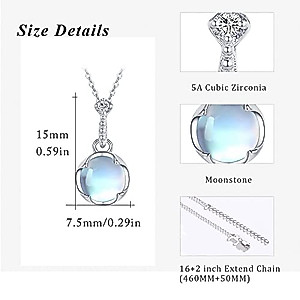 CUOKA MIRACLE Moonstone Necklace Choker Necklace for Women 925 Sterling Silver Simple Elegant Moonstone Necklace Rainbow Synthetic Moonstone Jewelry Birthday Gift for Women