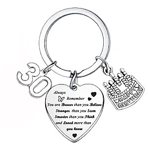 30th Birthday Gifts for Women Men Inspirational Keychain Gifts 30 Year Old Birthday Keychain Encouragement Key Ring for Family Friend Gifts Happy Birthday Gifts