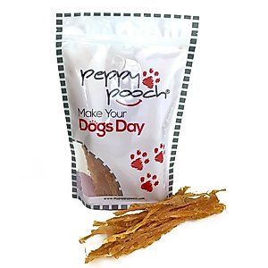 Peppy Pooch Turkey Tendons for Dogs – 8 oz Bag - All-Natural Dog Treat Chew Stick - Made in USA.
