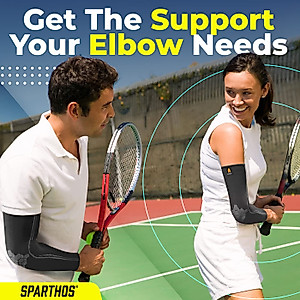 Sparthos Arm Compression Sleeves [Midnight Black - X-Small] x Tennis Elbow Brace [Pack of 2]