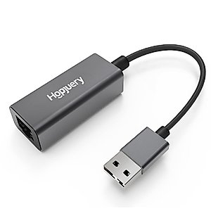 USB to Ethernet Adapter, Hopjuery Driver Free USB 2.0 to 10/100 Mbps Ethernet LAN Network Adapter, RJ45 Internet Adapter Compatible with MacBook, Surface,Notebook PC with Windows, XP, Vista, (twopack)