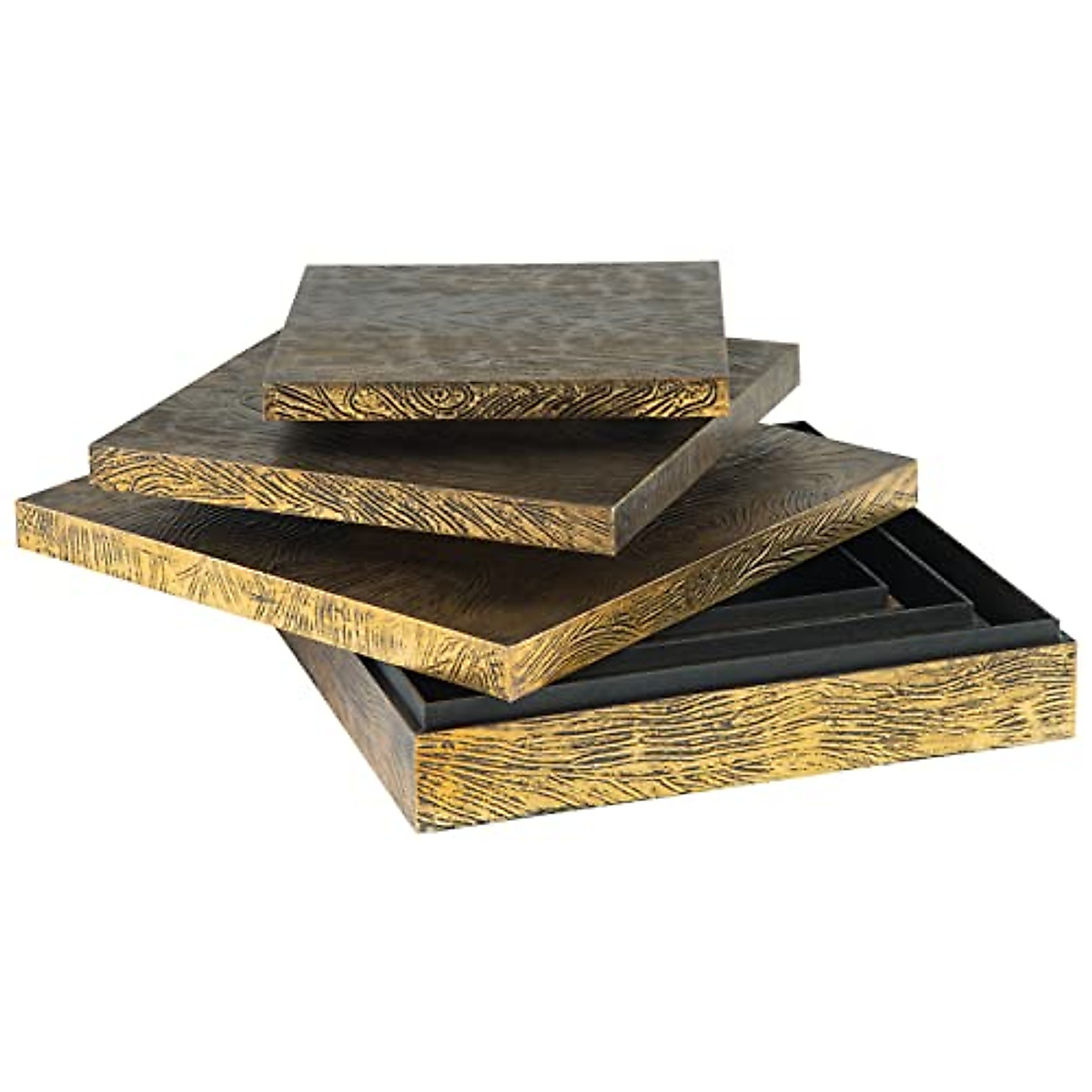 Signature Design by Ashley Keldy Box, Set of 3, 13"W x 13"D x 3"H, Metallic